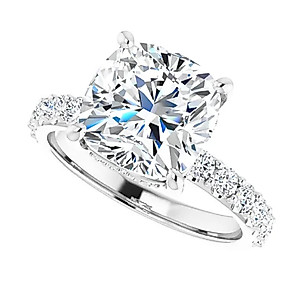 JEWELERYIUM 4 CT Cushion Cut Colorless Moissanite Engagement Ring, Wedding/Bridal Ring Set, Solitaire Halo Style, Solid Sterling Silver Vintage Antique Anniversary Promise Ring Gift for Her (8.5)