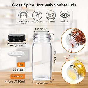 AuroTrends Empty Spice Jars with Labels 4oz 48Pack, 4 oz Seasoning Containers with Preprinted Spice Labels/Funnel/Marker for Pantry Organizers and Storage (4fl.oz, 48Pack)