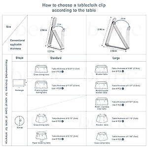BETRIC Tablecloth Clips -12 Packs Flexible Stainless Steel Picnic Tablecloth Clips for Outdoor Tables,Picnics Marquees,Weddings,Graduation Party - Suitable for Tables up to 1.8 inches Thick