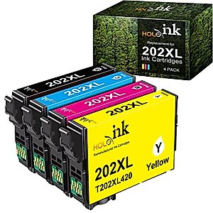 HOINKLO Remanufactured 202 Ink Cartridge Replacement for Epson 202 XL 202XL T202XL for Expression Home XP-5100 Workforce WF-2860 Printer New Upgraded Chips (1 Black, 1 Cyan, 1 Magenta, 1 Yellow)