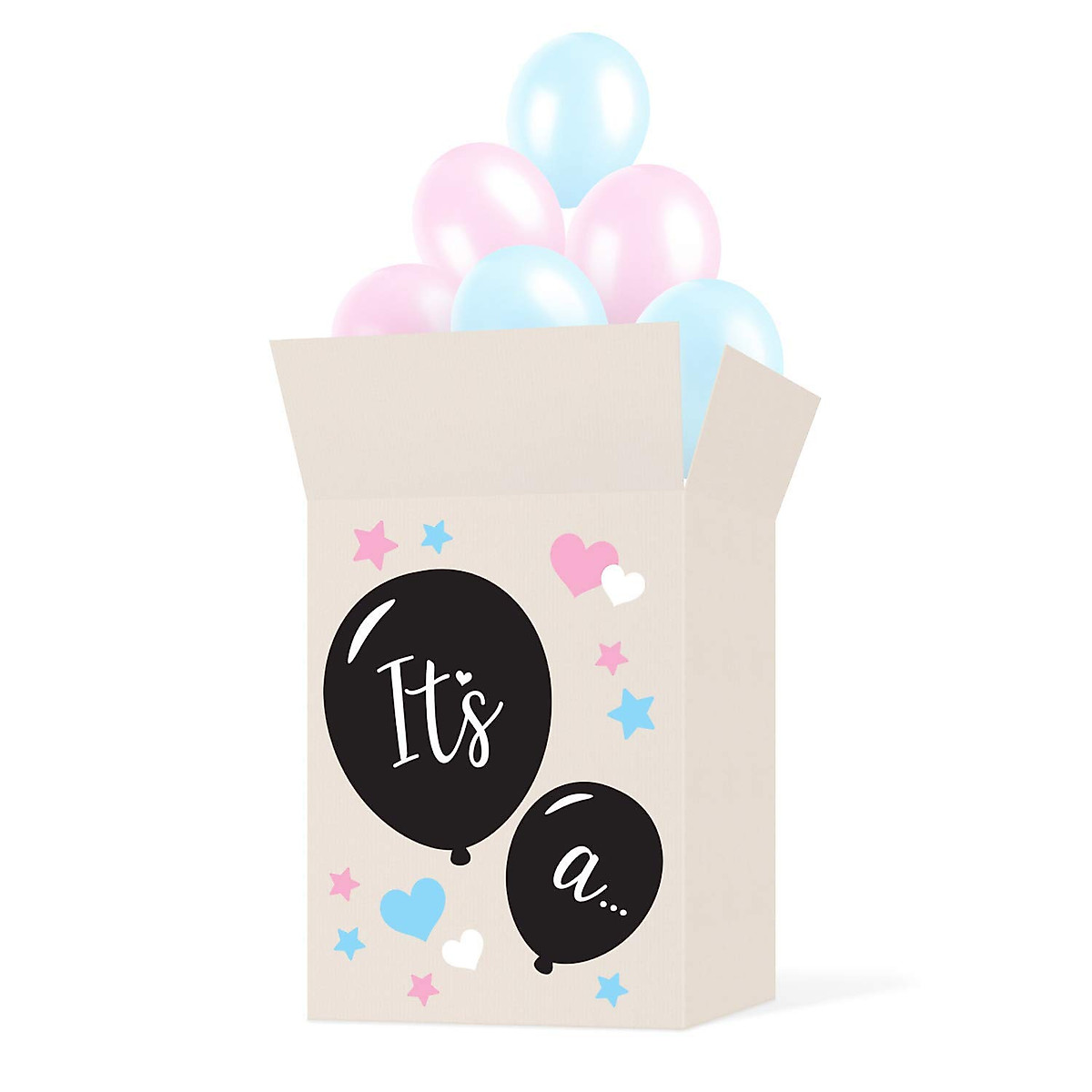Gender Reveal Box Sticker Kit - Decorate Your Own Balloon Box - ONLY Stickers - No Box - Use with Gender Reveal Balloon - Great for Baby Shower Party or as Decorations