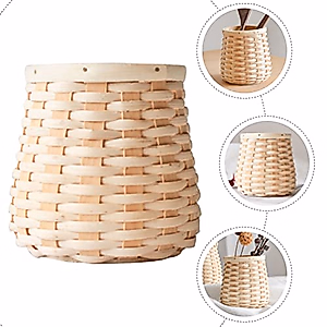 SHERCHPRY Woven Desktop Baskets Small Bamboo Basket Pencil Holder Rustic Chopsticks Caddy Fork Spoon Knife Holder Flatware Utensil Caddy Chinese Tea Tool Holder Utensil Holder