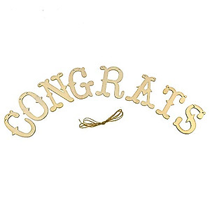 Homeford Craft Wooden Laser Cut Banner"Congrats", Natural, 4-1/2-Inch