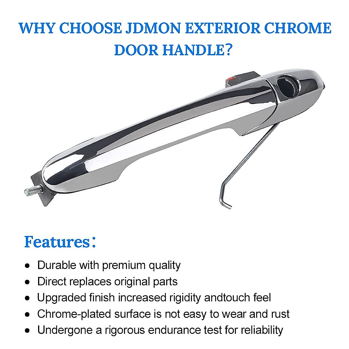 JDMON Compatible with Exterior Chrome Left Driver Side door handle Fiat 500 2012 2013 2014 2015 2016 2017 2018 Outside Handle Replace 68069943AC