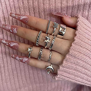 Harry and Henry Gold Stackable Rings for Women Gifts Trendy Stuff Simple Star Moon Knuckle Rings Set Boho Rings Cute Stuff Birthday Gifts Gold Rings Pack Jewelry Gift