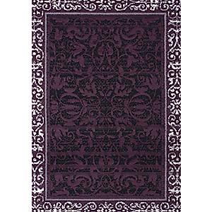 United Weavers Dallas Baroness Area Floor Rug - Plum, 5x8, Modern Indoor Area Rug with Bordered Pattern, Jute Backing