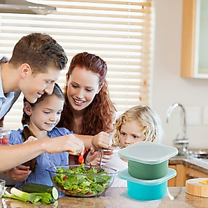 KEVJES Stackable Silicone Artisan Pizza Dough Proofing Boxes Proving Containers with Lids pizza making accessories-4 pack-500ml portion (Green)