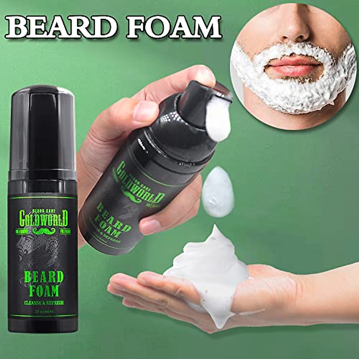 Beard Kit Beard Growth Grooming Kit w/Beard Foam/Shampoo/Wash Beard Growth Oil Serum Balm Brush Comb Scissor Bag e-Book Christmas Stocking Stuffers Gifts Ideas for Men Him Dad Boyfriend Husband Mens