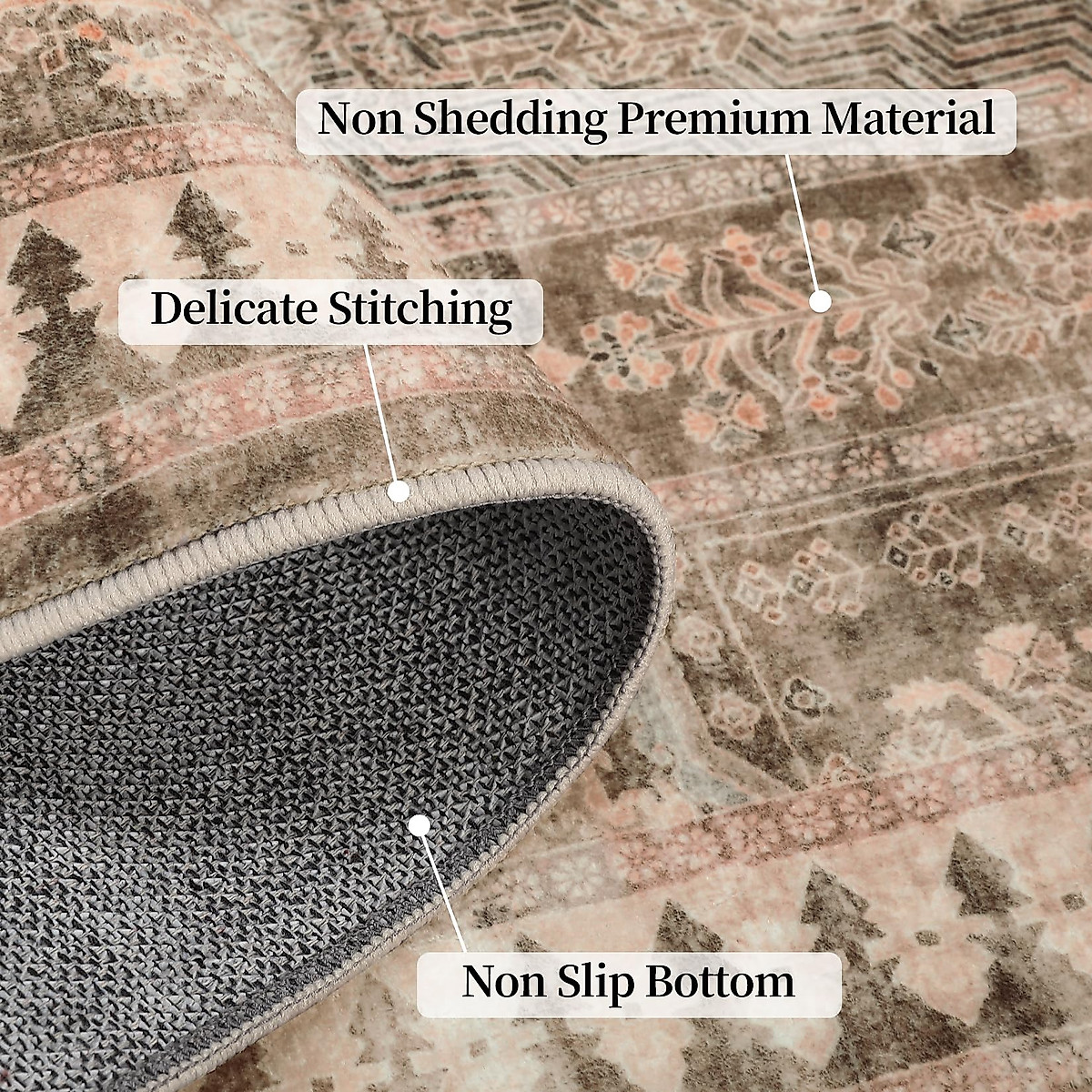 Haperlare 10x13 Area Rugs Large Washable Non Slip Rug Low Pile Rug Floor Carpet Distressed Printed Area Rug Soft Area Rug for Living Room Bedroom Dinning Room Kitchen Indoor Taupe