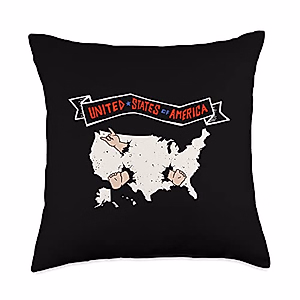 Funny USA Map 4th of July Pregnancy Announce Patriotic Mom Throw Pillow