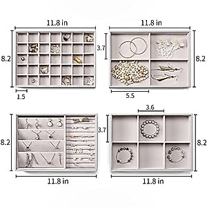Vlando NEW Miller Jewelry Trays Stackable Showcase Display Drawer Organizer Storage- Multi-Purpose,Multiple Combinations, Large Capacity Multi-Layer Design and Fashion(Grey)