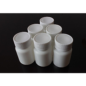 50PCS White Empty Solid Plastic Bottle Case Holder Container Vials Box with Screw Cap for Powder Sample Storage (20ml)
