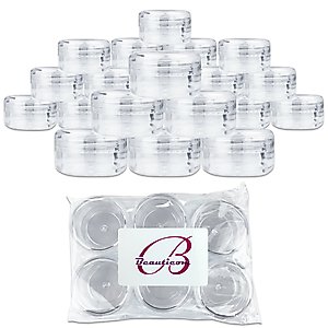 (Quantity: 24 Pieces) Beauticom 15G/15ML (0.5oz) Round Clear Jars with Screw Cap Lid for Lotion, Creams, Toners, Lip Balms, Makeup Samples - BPA Free