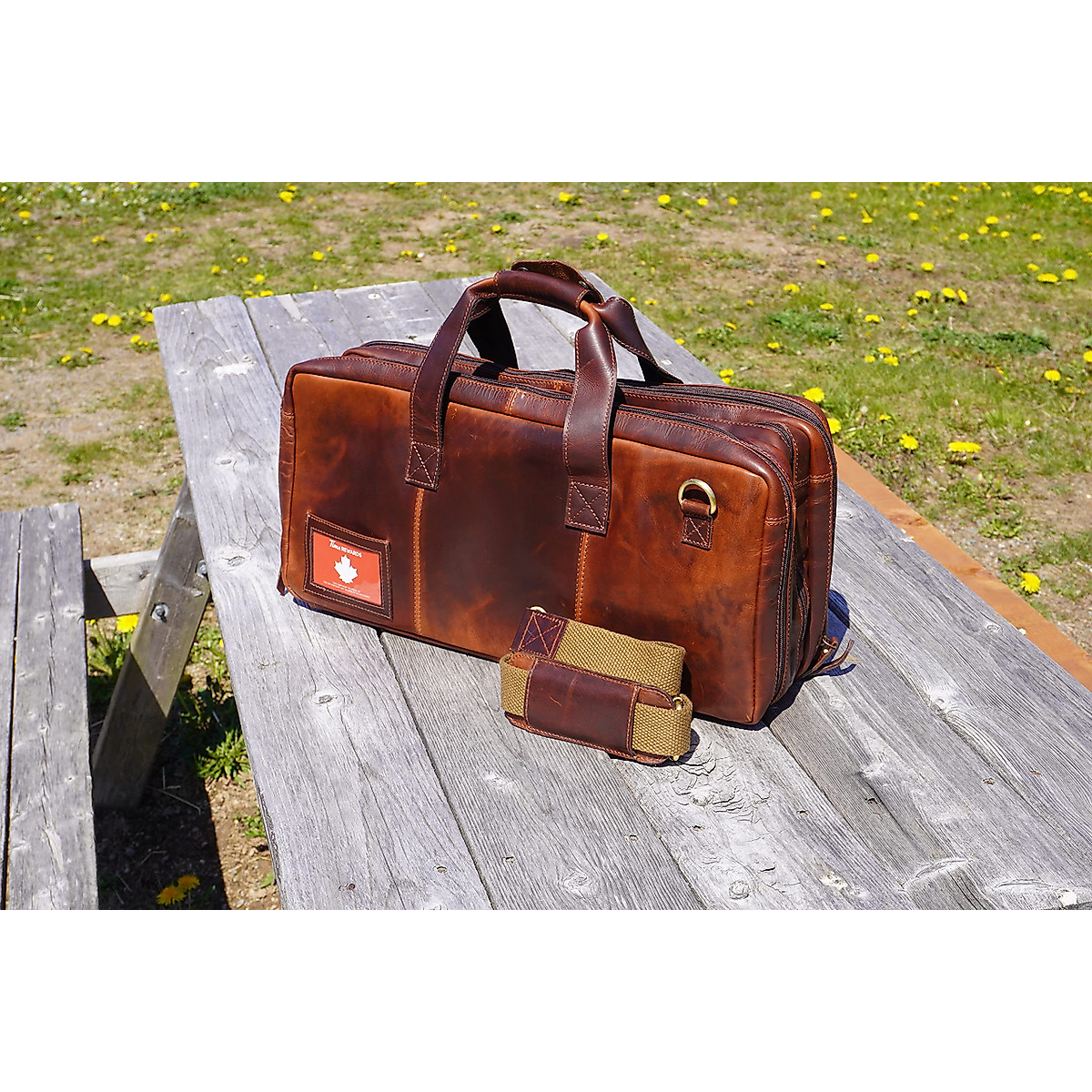 Tolredo Genuine Leather Large Chef Bag Multiple Zipper Compartment For Knifes Cutlery Durable & Spacious Portable Bag with Detachable Shoulder Strap