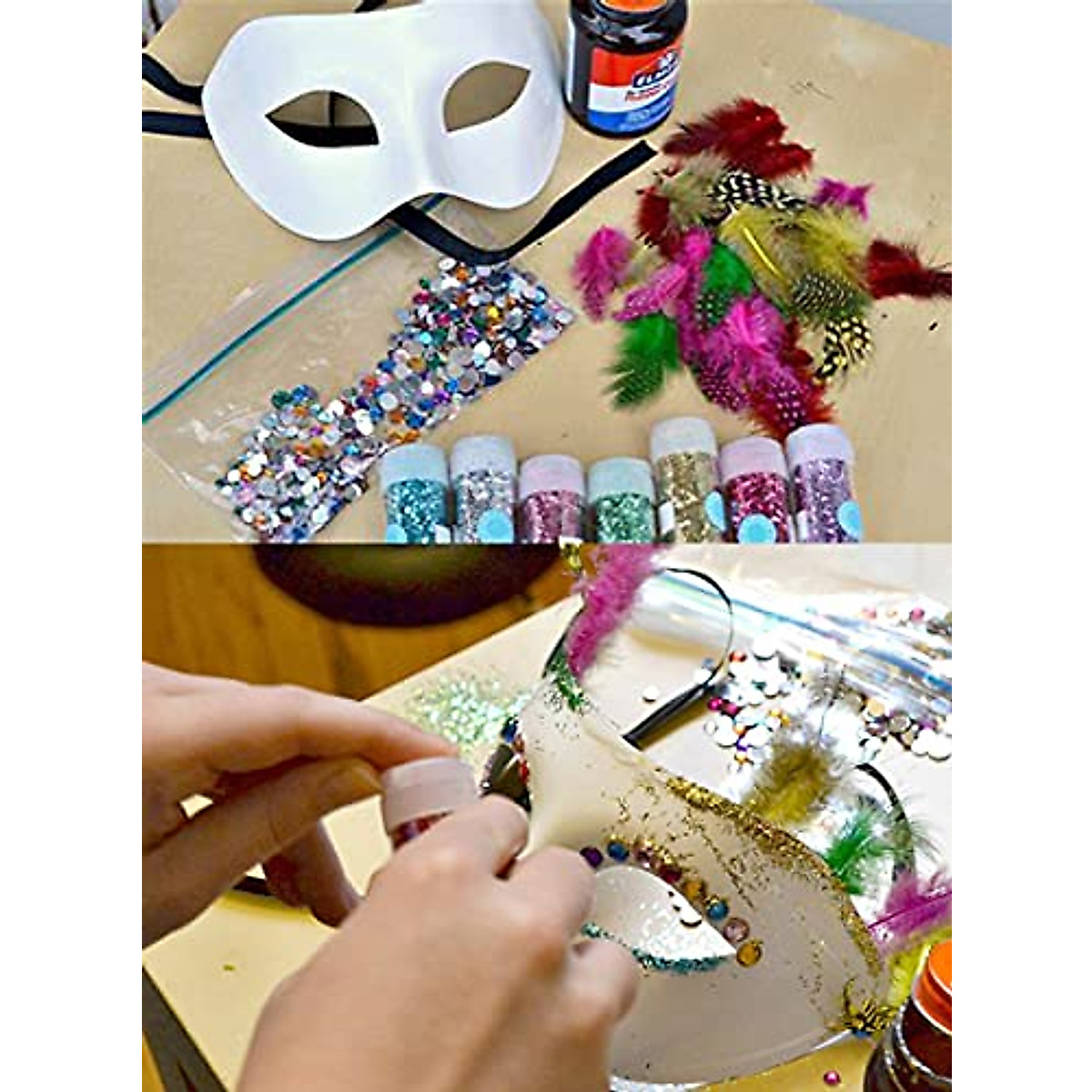 Qavctw 16PCS DIY White Masks Paper Cosplay Christmas Party Mask Unpainted Plain Craft Masquerade Masks for Christmas Mardi Gras Party Mask