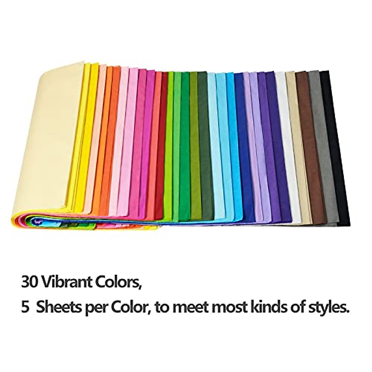 Tissue Paper for Gift Bags, 150 Sheets 30 Assorted Colored Tissue Paper Bulk for Gift Wrapping, 20 x 26 in Art Tissue Paper for Crafts, Gift Wrapping Tissue Paper for Gifts