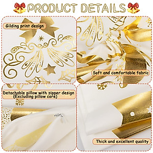 4 Pack Christmas Decorations Gold White Pillow Covers 18x18 Inch Soft Velvet Christmas Throw Pillow Covers with Christmas Tree Reindeer Snowflakes Gold Pillowcase for Christmas Winter Decorations