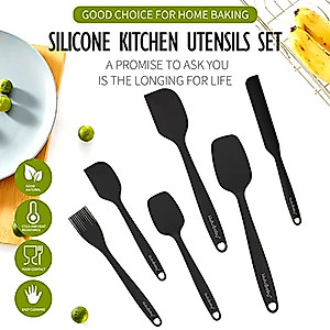 Permanent Replacement Silicone Spatula Set Rubber Spatulas Silicone Heat Resistant up to 600°F Silicon Spatula Kitchen Utensils 6 PCS Black