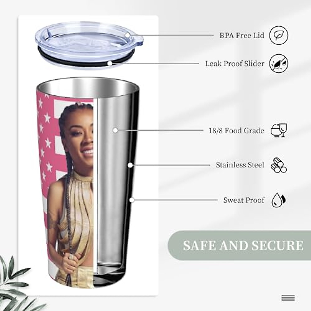 LAZHANG Keyshia Music Cole Stainless Steel Insulated Car Sippy Cup With Lid Travel Mug for Cold Hot 20 oz