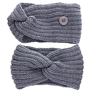 VEEJION 4 Pack Women Knitted Warm Twisted Headbands with Buttons for Face Mask Wide Ear Warmer Headwrap Hair Accessories for Outdoor Sports Running