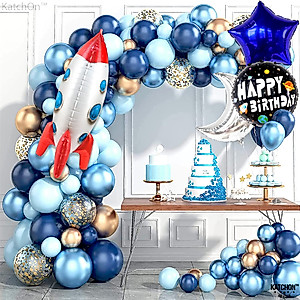 KatchOn, Large Rocket Balloon for Kids - 33 Inch, Pack of 1 | Spaceship Balloon for Space Party Decorations | Space Balloons, Galaxy Party Decor | Rocket Mylar Balloon for Rocket Birthday Decorations