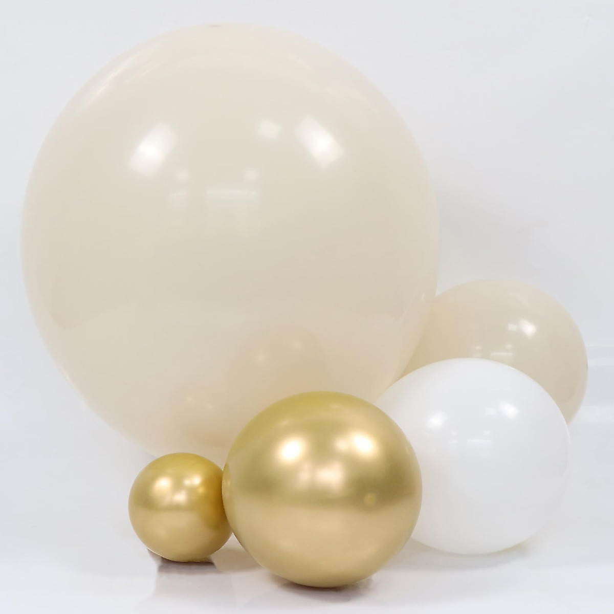 White Sand and Gold Balloons Arch Kit-141pcs Sand White Chrome Gold Netural Balloons for Boho Wedding Baby Shower Bridal Shower Engagement Birthday Party Decorations