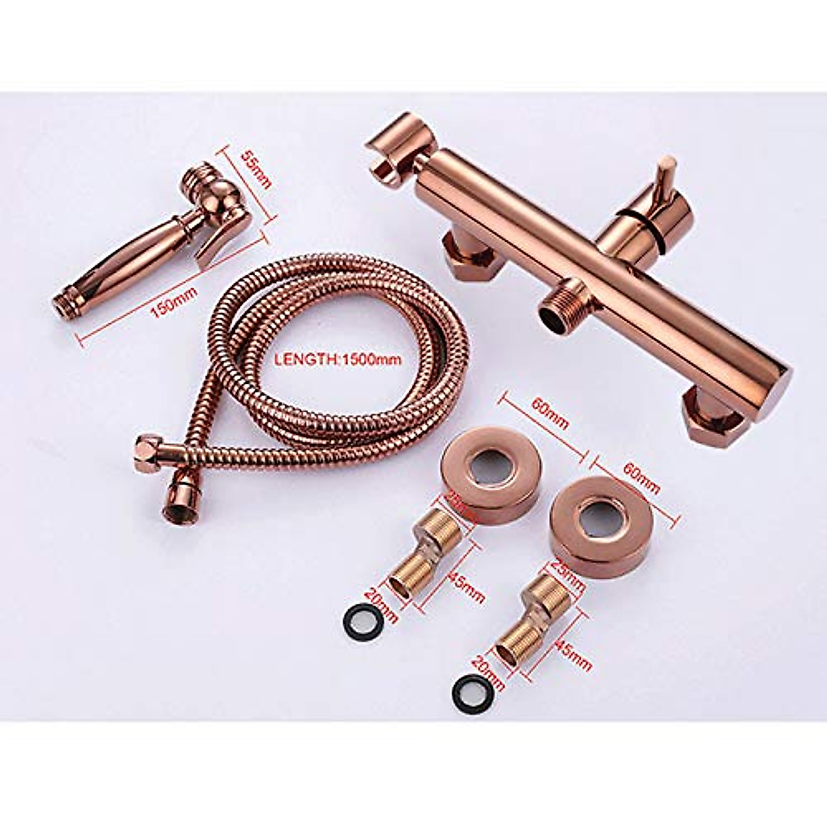 MINJING Bathroom Bidet Sprayer Rose Gold, Handheld Bidet Sprayer for Toilet, Single Handle Wall Mount Heated Bidet Faucet, Bidet Attachment