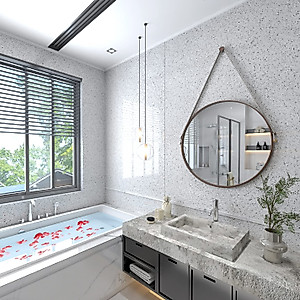 Glossy Marble Paper for Countertop Marble Peel and Stick Wallpaper Granite Wallpaper White Marble Sticker Waterproof Marble Self Adhesive Wallpaper 23.6”×393” Easy to Install & Clean, Removable