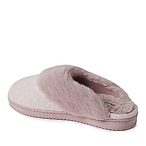 Dearfoams Women's Dahlia Rib Knit Scuff Slipper, Pale Mauve, Large