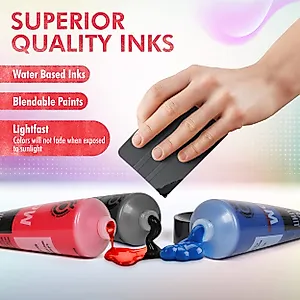 Marabu Screen Printing Kit Set - Screen Print Kit with Reusable Wooden Frame, 1 Screen Printing Squeegee, and 3 x 100ml Ink - Silk Screen Printing Kit for Beginners