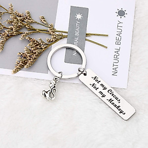 WSNANG Funny Monkey Keychain Not My Circus Not My Monkeys Keychain Retirement Gift for Employees Colleague Social Worker Going Away Gift (Monkey Keychain)