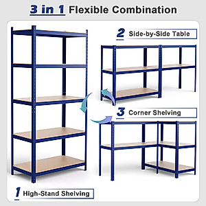 ERGOMASTER Garage Storage Shelves 5-Tier Garage Shelving Unit 2920LBS Heavy Duty Shelving Adjustable Boltless Organizer Rack for Garage Warehouse Pantry Office 108" W x 18" D x 72" H（Blue,3Pack）