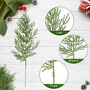 Hananona 40 Pcs Artificial Pine Sprigs Faux Greenery Stems Pine Picks Plastic Christmas Decor - DIY Holiday Accessories (40, Green)