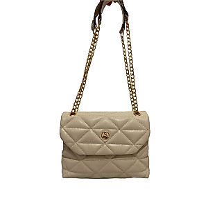 SANMORRİS Crossbody Bag for Women, Medium Shoulder Bag Vegan Purses and Handbags with Faux Leather and Chain.(Cream color)