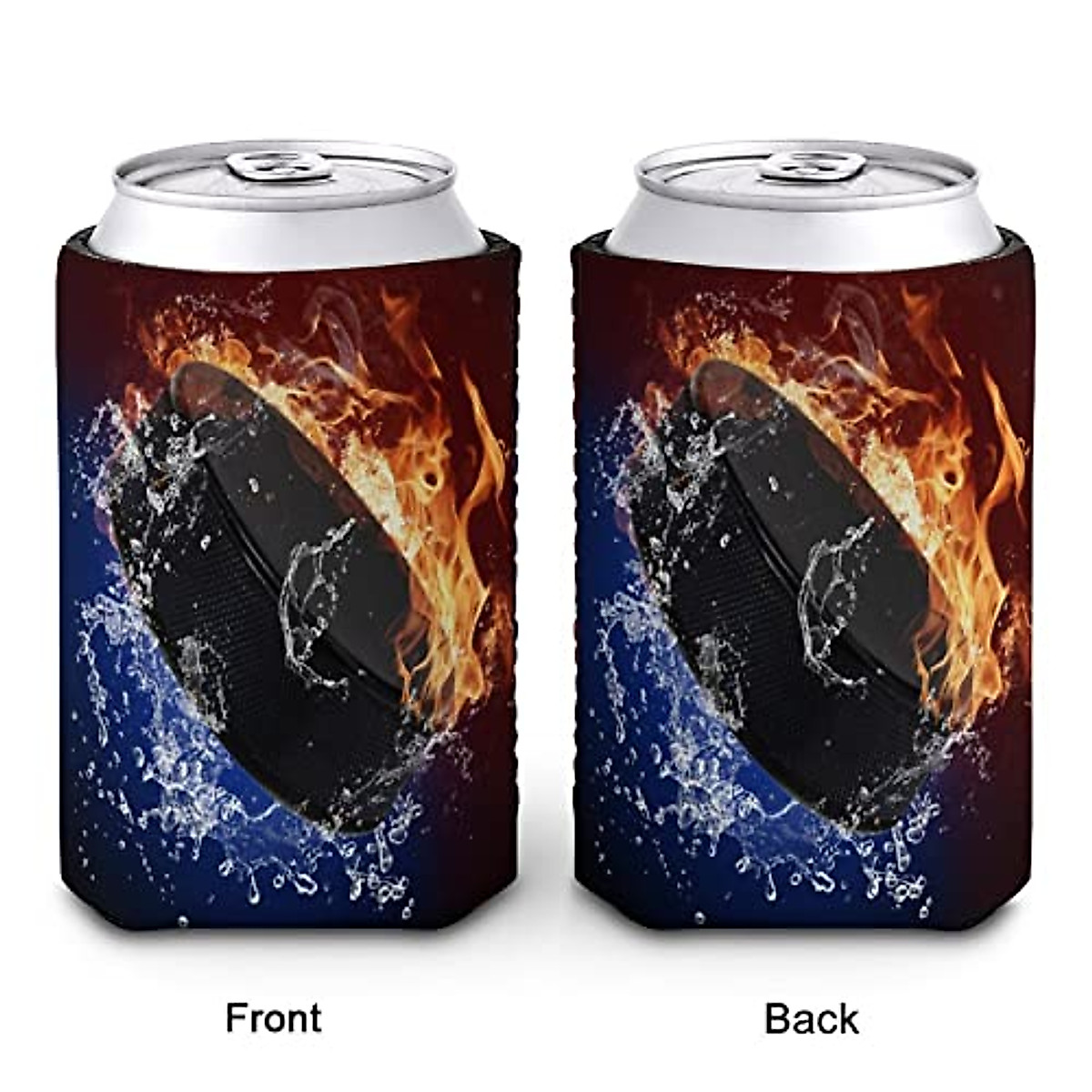 Can Cooler Sleeves Coozies for Cans And Bottles Insulators Hockey Puck Fire Water Print PVC Elastic Reusable