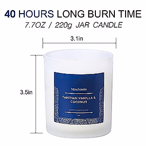 Vanilla&Coconut Scented Soy Candles for Home, Aromatherapy Candle Gift for Women, Natural Soy Wax Jar Candle for Relief & Relaxation, 7.7OZ (V C)