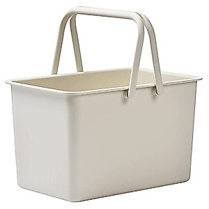 ALINK Plastic Shower Caddy Basket with Handle, Portable Storage Organizer for College Dorm, Bathroom, Kitchen - Abricot