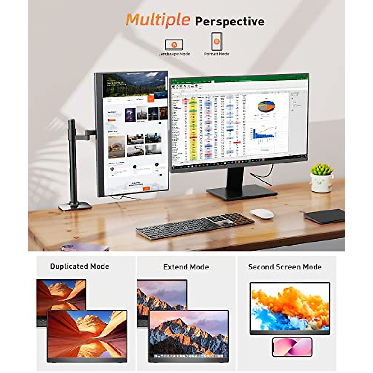 Portable Monitor for Laptop 17.3", FHD 1080P 100% sRGB Travel Monitor for Laptop, Portable Computer IPS Display w/VESA, External Monitor USB-C 60Hz HDR HDMI Portable Screen w/Smart Cover & Speakers