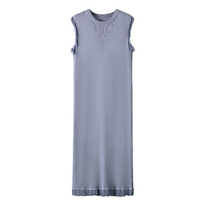 Casual Spring Dresses for Women 2023 Women's Casual Summer Sexy Knitted Tassels Dress Crew Neck Sleeveless Slim Party Blue