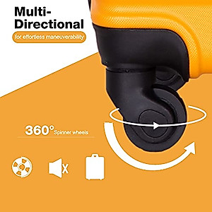 Tripcomp Luggage Sets Wear-Resistance Hardside Lightweight Suitcase Double Spinner Wheels, TSA Lock,Two Hooks, Scratch-resistant Carry-on,3 Piece Set(20inch 24inch 28inch) (Orange-085)