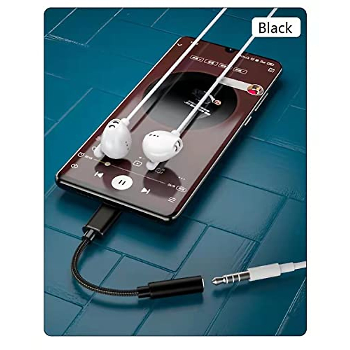 USB C to 3.5mm Pixel 2 Headphone Jack Adapter, Sartyee Nylon Braided DAC Chipset Type C to 3.5mm Audio Adapter USB C to 3.5mm with Realtek Noise Reduction Chip for Pixel 2/XL, HTC U11, Essential ph-1