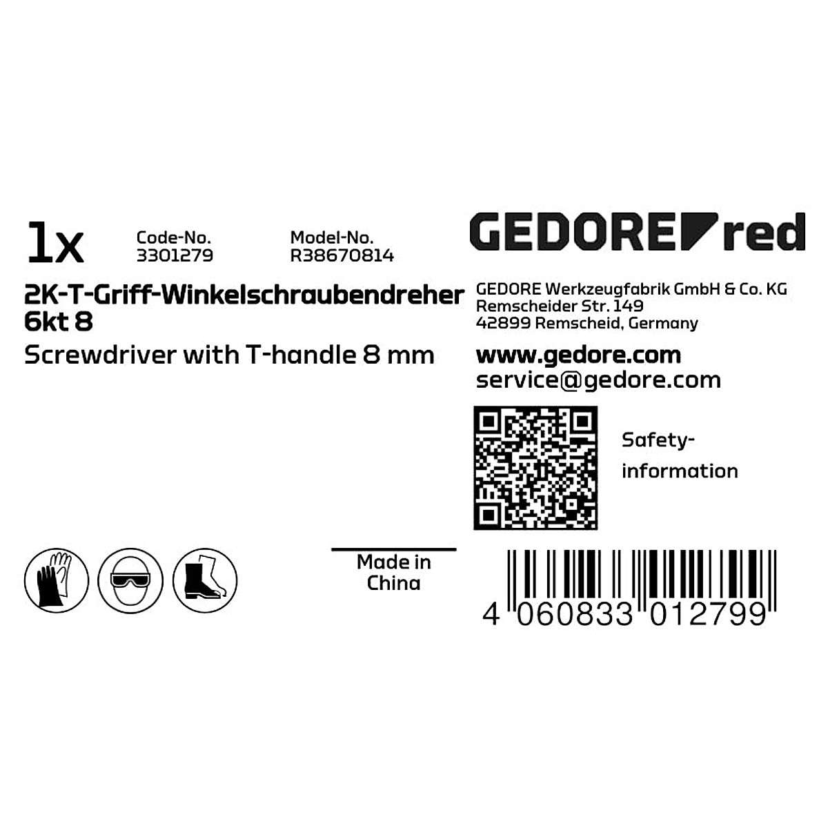 GEDORE RED 2C-T-handle-offset Screwdriver Hexagon size8mm