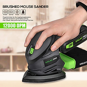 GALAX PRO Cordless Detail Sander 20V, 20Pcs Sandpapers,12000 RPM Sanders with Dust Collection System for Tight Spaces Sanding in Home Decoration, Battery and Charger Included