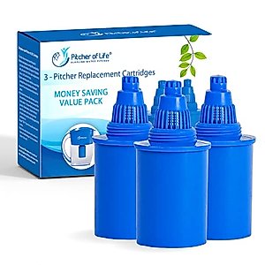 Pitcher of Life Alkaline Water Pitcher Replacement Filters - 3 Pack