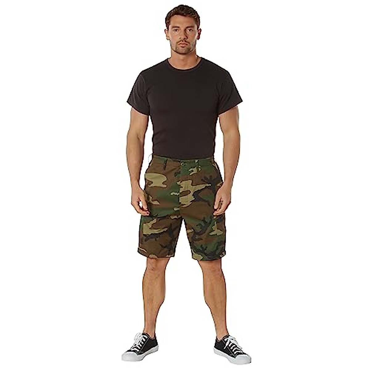 Rothco Tactical BDU Shorts - Rugged Outdoor Hiking Camping Cargos Comfortable - Woodland Camo - Large