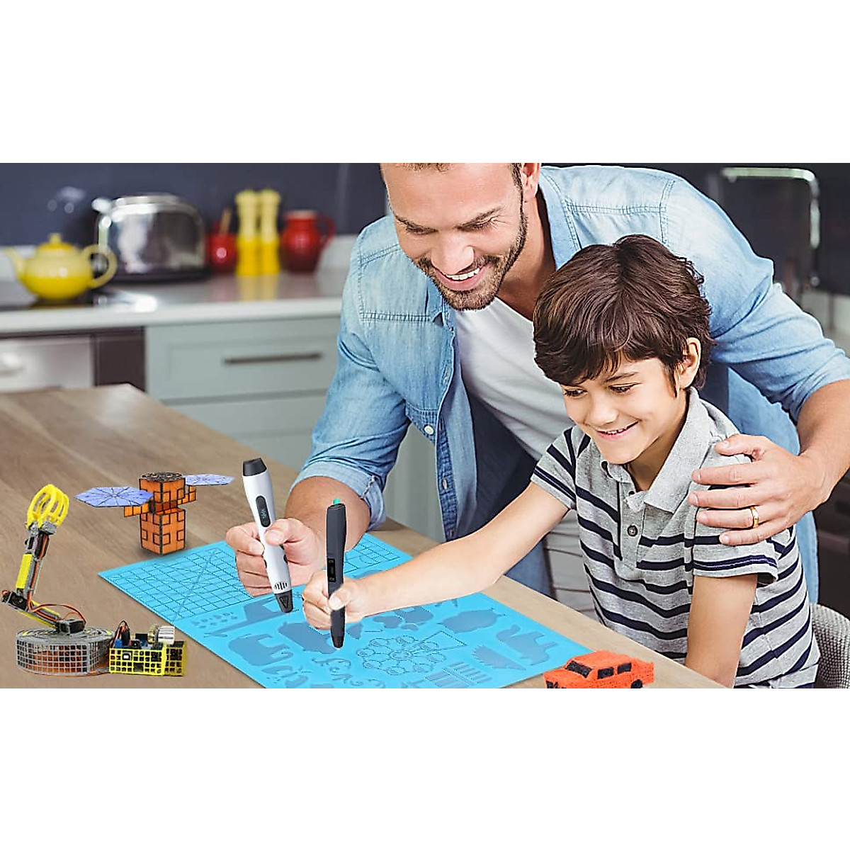 Blue 3D Printing Pen Mat - 3D Pen Mat for Kids, Adults - 16.3x10.8 inch 3D mat with Animal Patterns for 3D Printing Pen - Great 3D Silicone Pen Mat - Blue