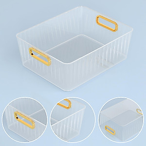 Joyeen 4-Pack Clear Fridge Storage Bins, Plastic Kitchen Pantry Storage Bins, 11.3" × 8.5" × 4.3"