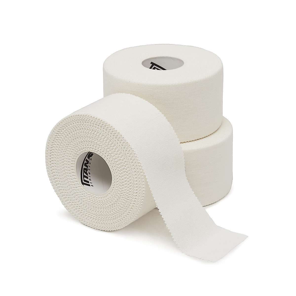 White Athletic Sports Tape - 1.5 Inch x 45 Feet Per Roll - 100 Percent Cotton with Zinc Oxide - Easy Tear Zig Zag Design… (White - 24 Pack)