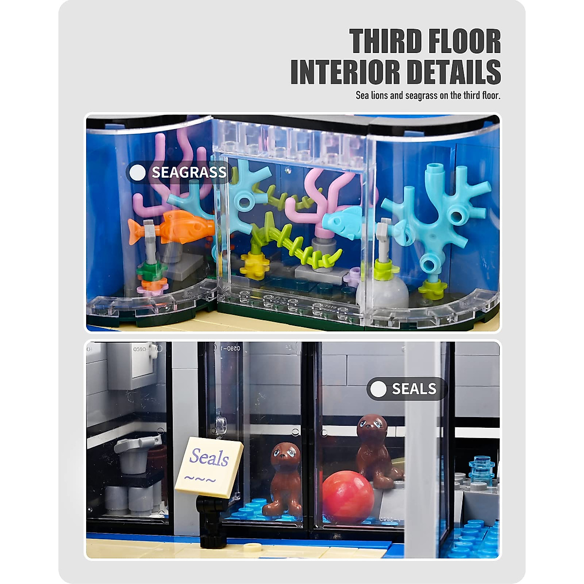 Nifeliz Street Ocean Museum Aquarium Building Blocks and Engineering Toy, Construction Set to Build, Model Set and Assembly Toy for Teens and Adult (2249 Pieces)