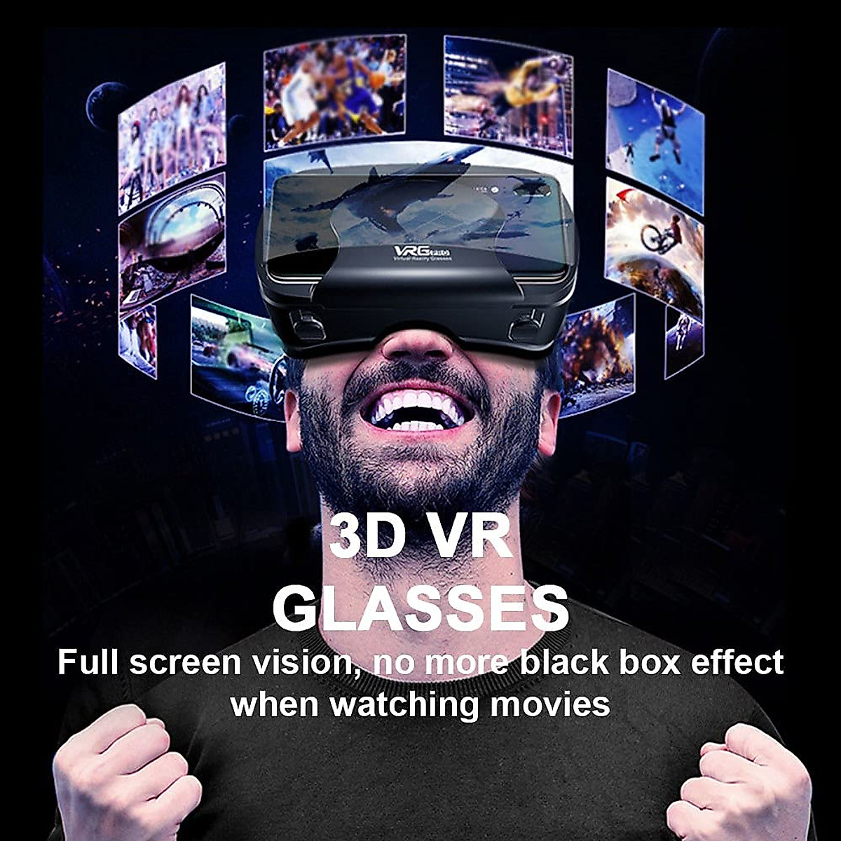 VR Headset, VR 3D Glasses Goggles HD Virtual Reality Headset with Controller Adjustable 3D VR Glasses Virtual Reality Headset HD Blu-ray Eye Protected Support 5~7 Inch for Phone/Android